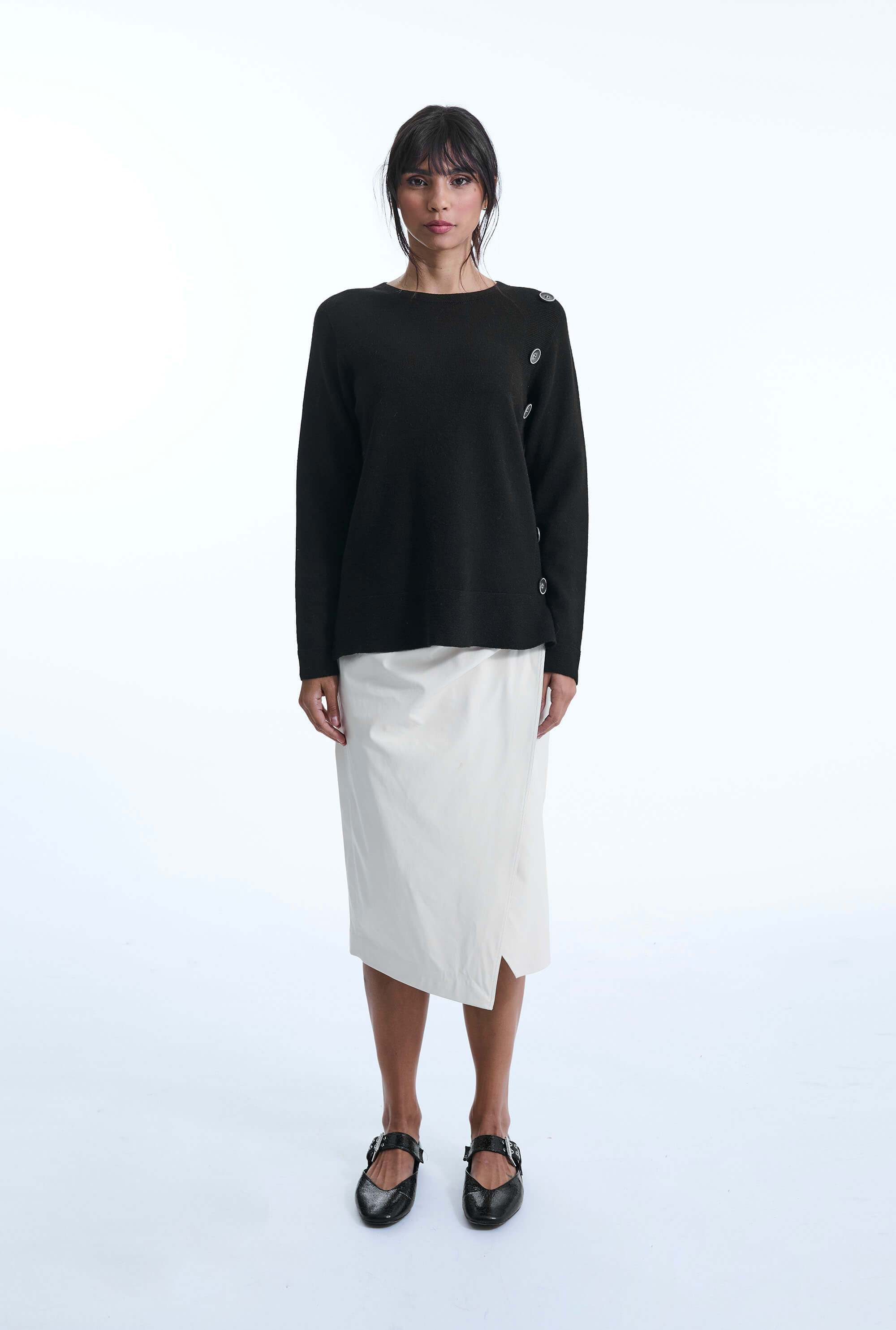 Shop Side Button Black Jumper - Stylish Knit with Side Slits | James ...